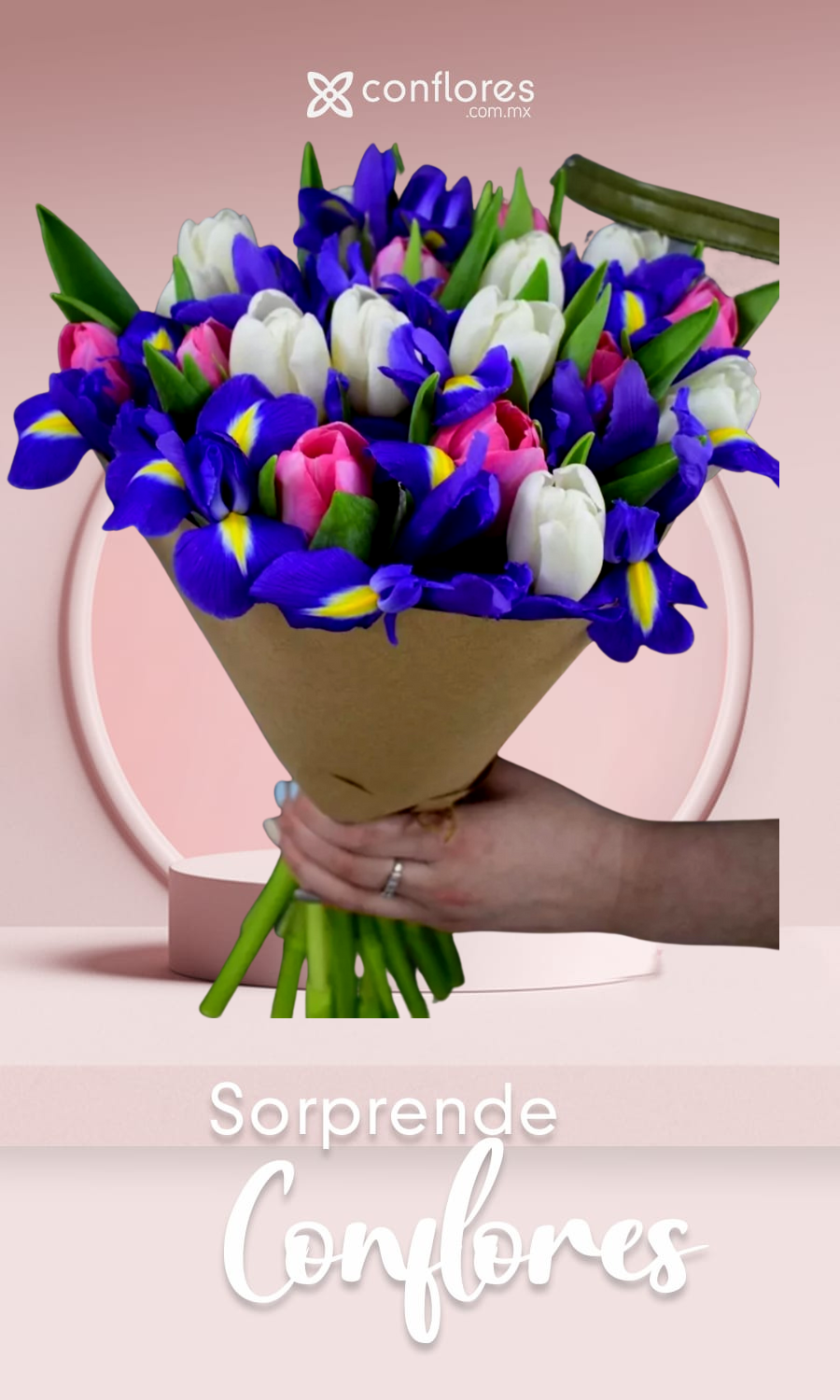 Florería México Tulipanes e iris en Ramo - Florería conflores